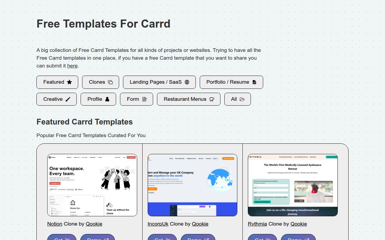 Free Carrd Templates